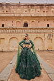 Buy Sahar Fern Green Hand Embroidered Lehenga | Rouje