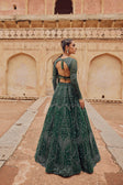 Buy Sahar Fern Green Hand Embroidered Lehenga | Rouje